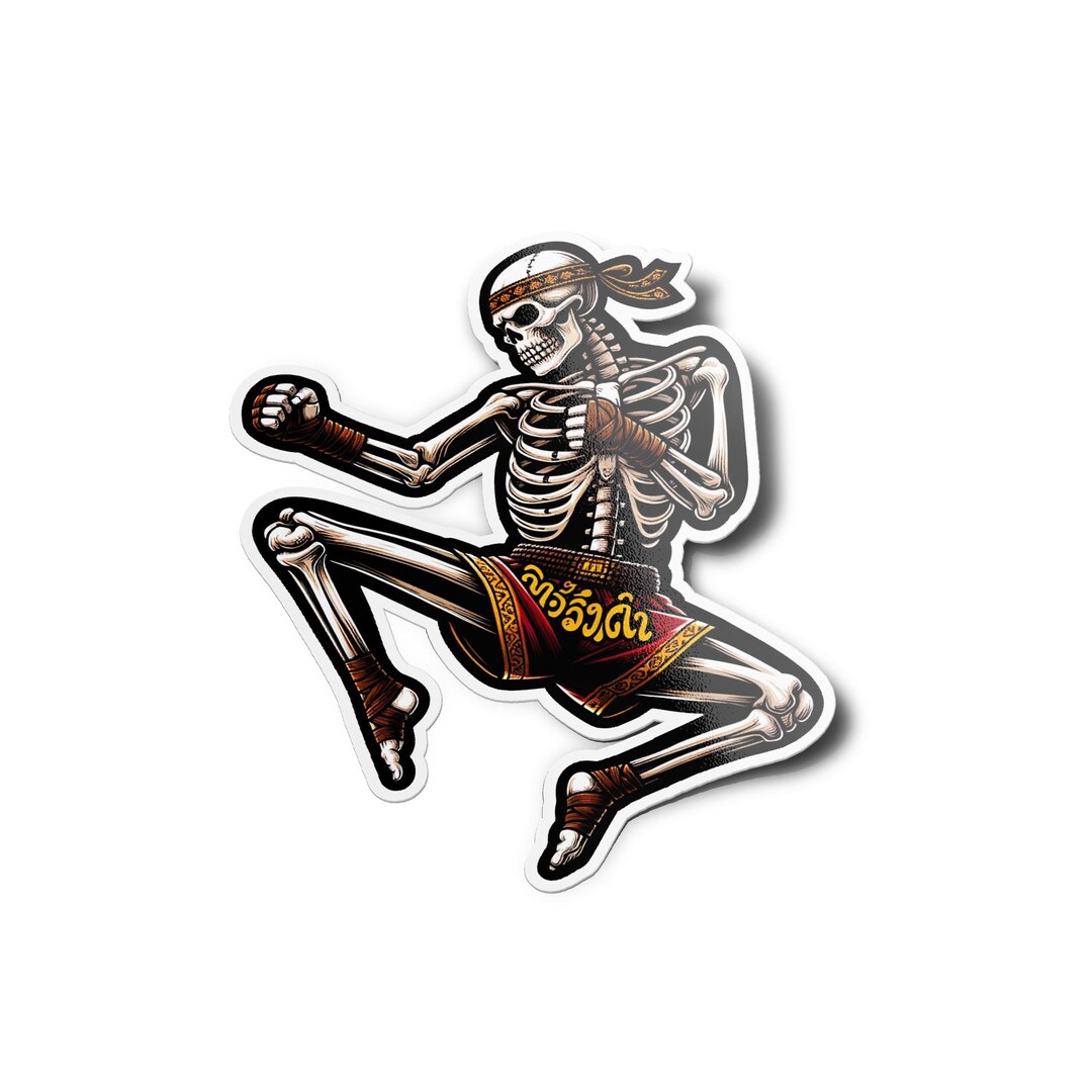 Pack STICKERS STICKERS Kick Muay Thai Skeleton Jump Guard Glossy Vinyl ...
