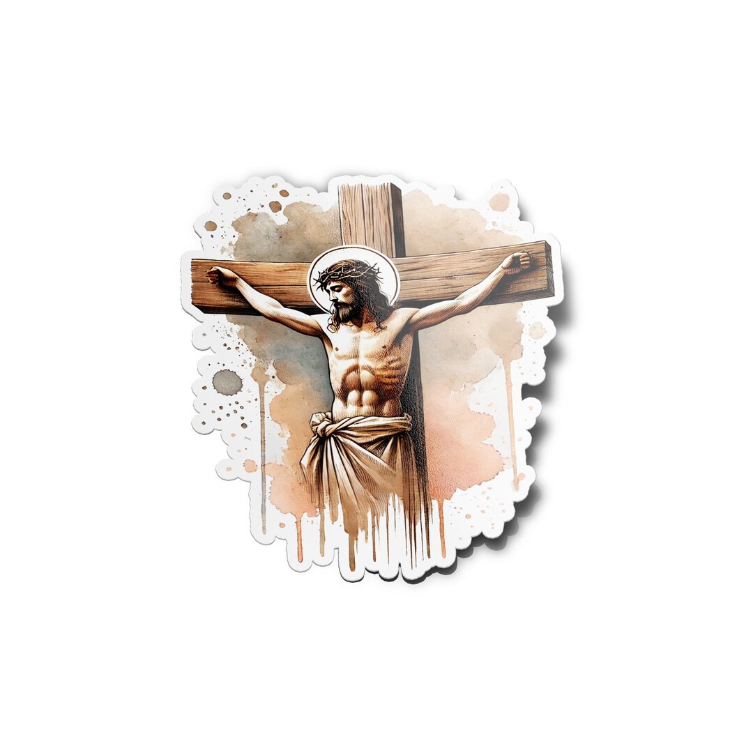 PACK OF STICKERS Vinyl Jesus Crucified on Cross Catholic Church Water ...