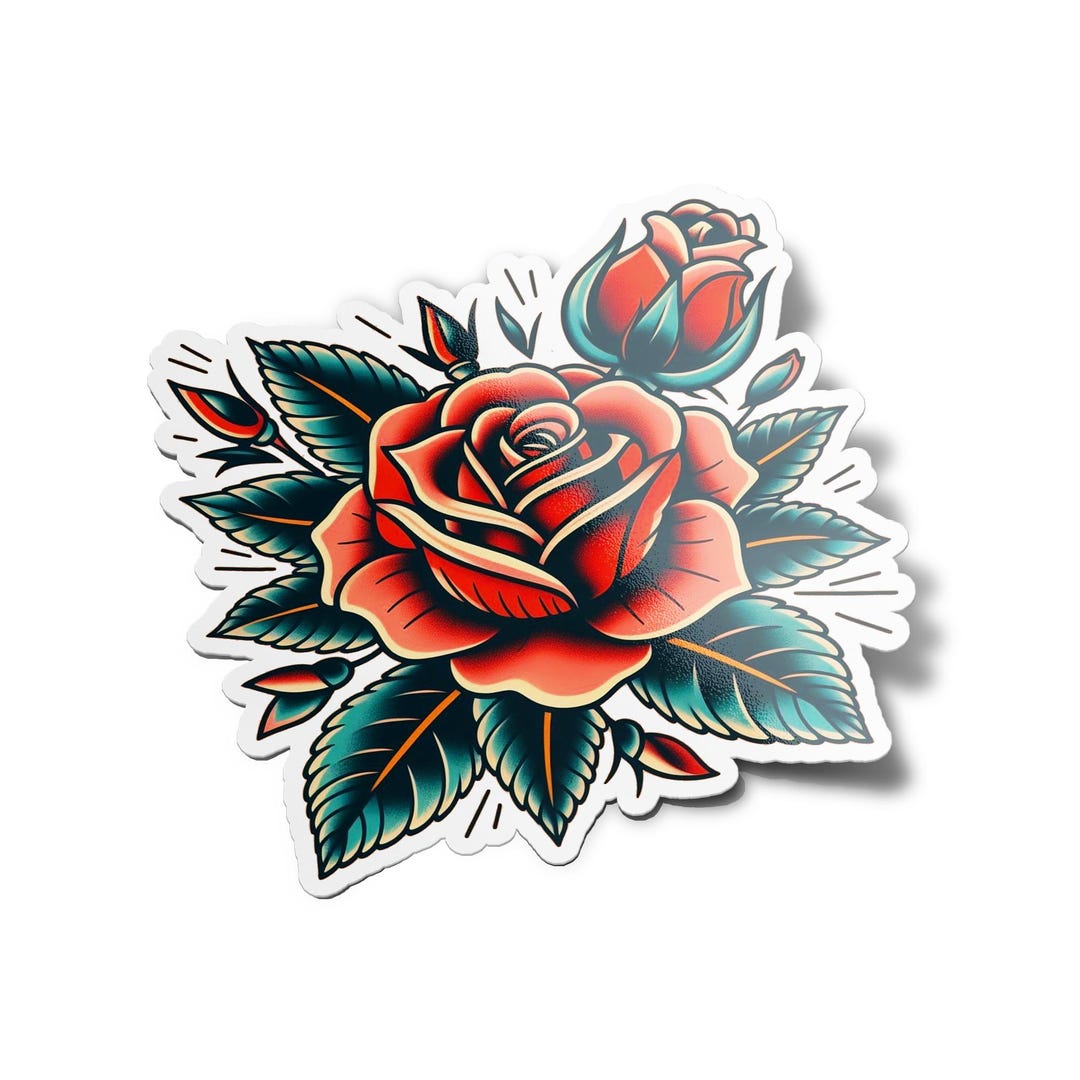STICKERS Pack Vinyl Stickers 'old School Rose' Water and UV Resistant ...