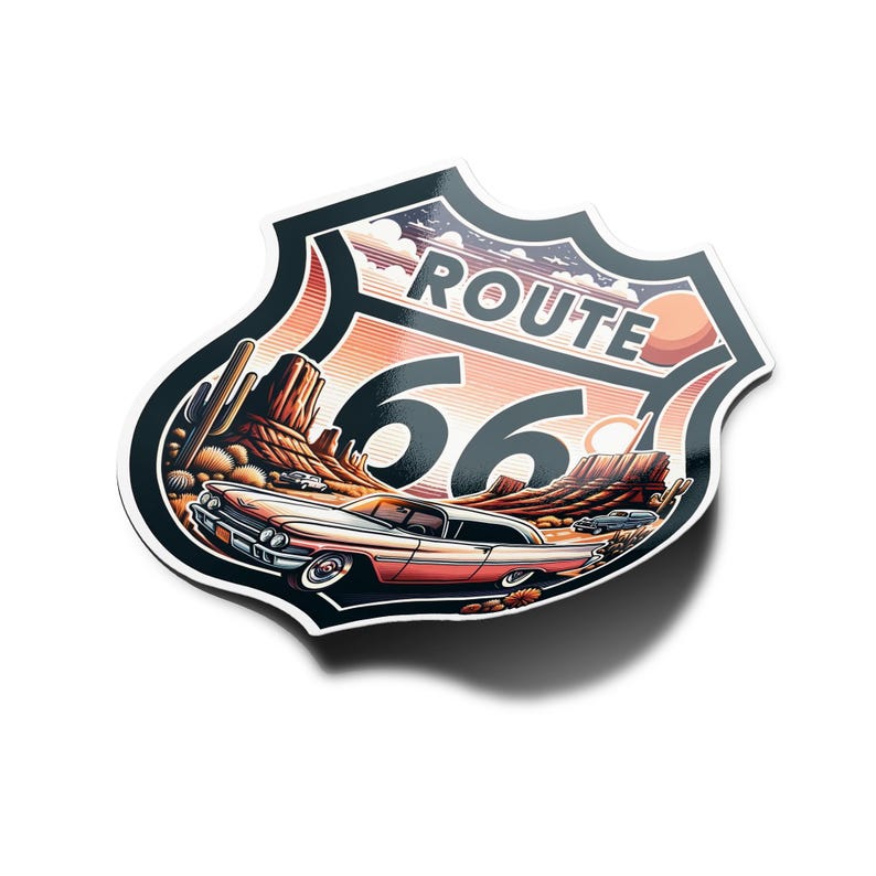 STICKERS PACK Vintage Route 66 Stickers Desert Landscape and Classic ...