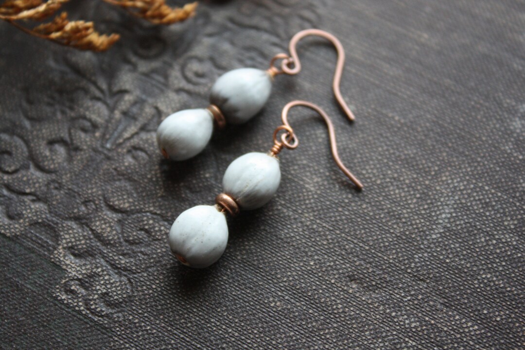 Cherokee Corn Bead and Copper Earrings - Etsy