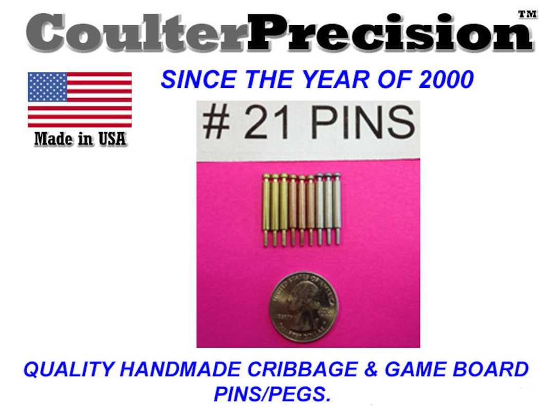 Number # 21 Cribbage Board Pegs Pins Solid Stainless Steel, Copper ...