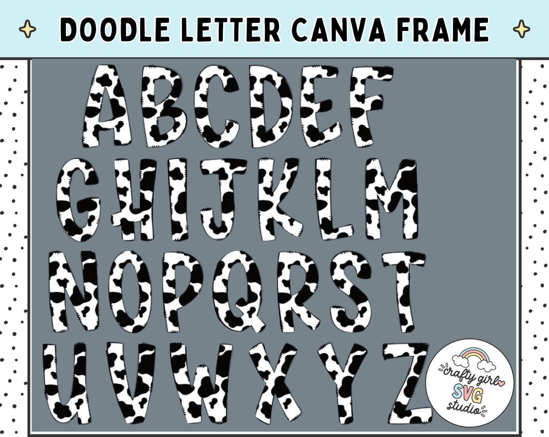 Cow Print Doodle Letters, Cowhide Doodle Letters, Doodle Letters Canva ...