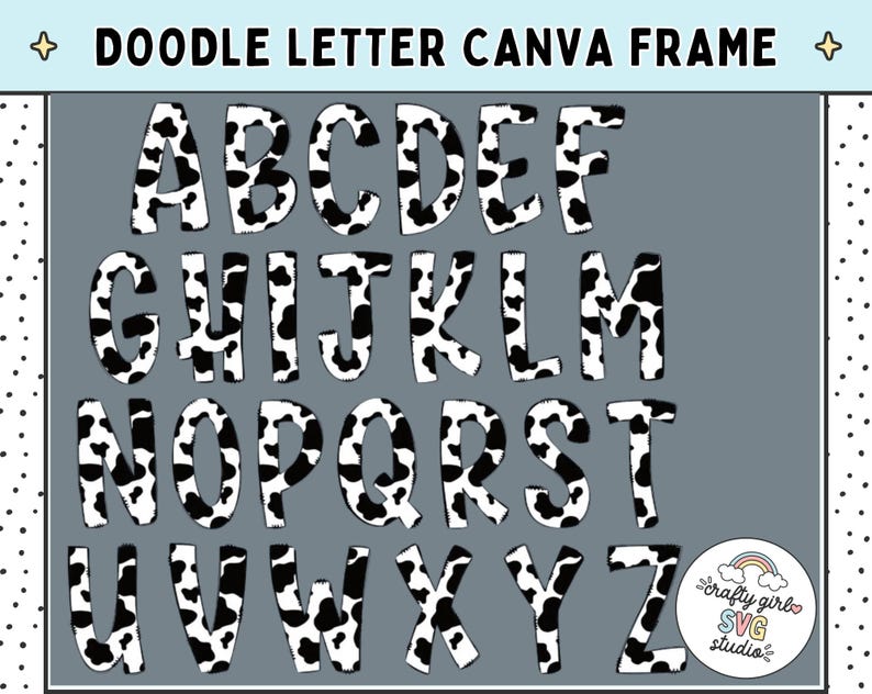 Cow Print Doodle Letters, Cowhide Doodle Letters, Doodle Letters Canva ...