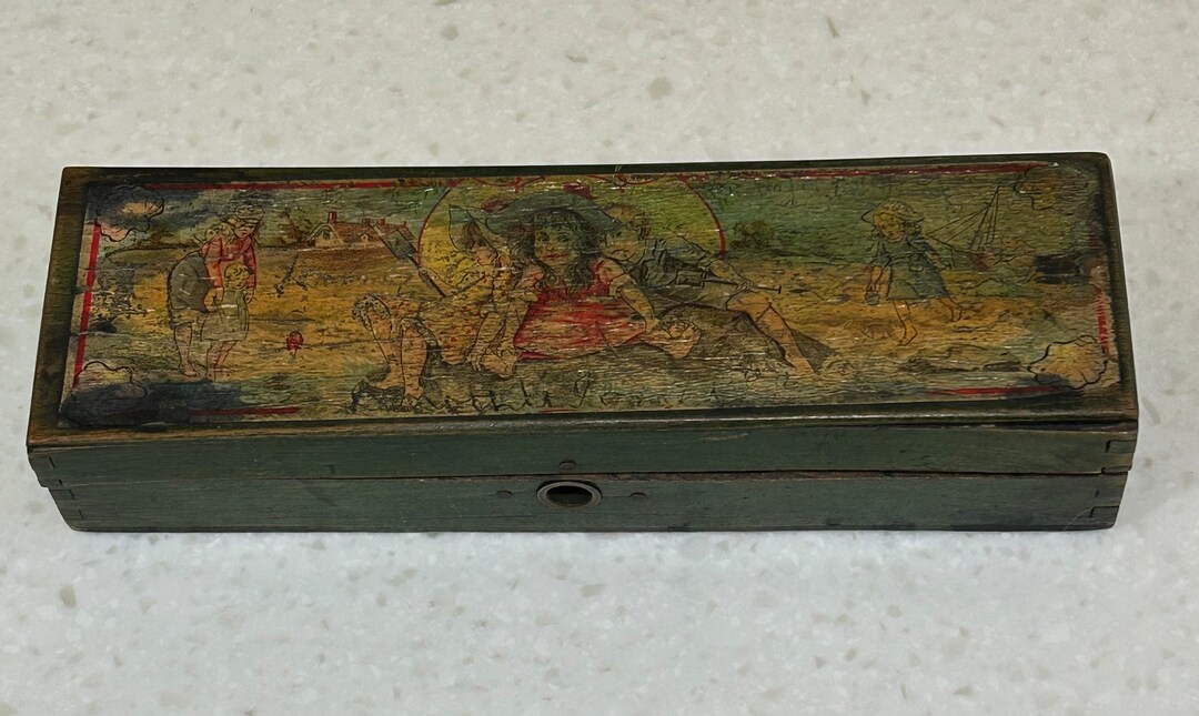 Antique Wooden Pencil Box - Etsy
