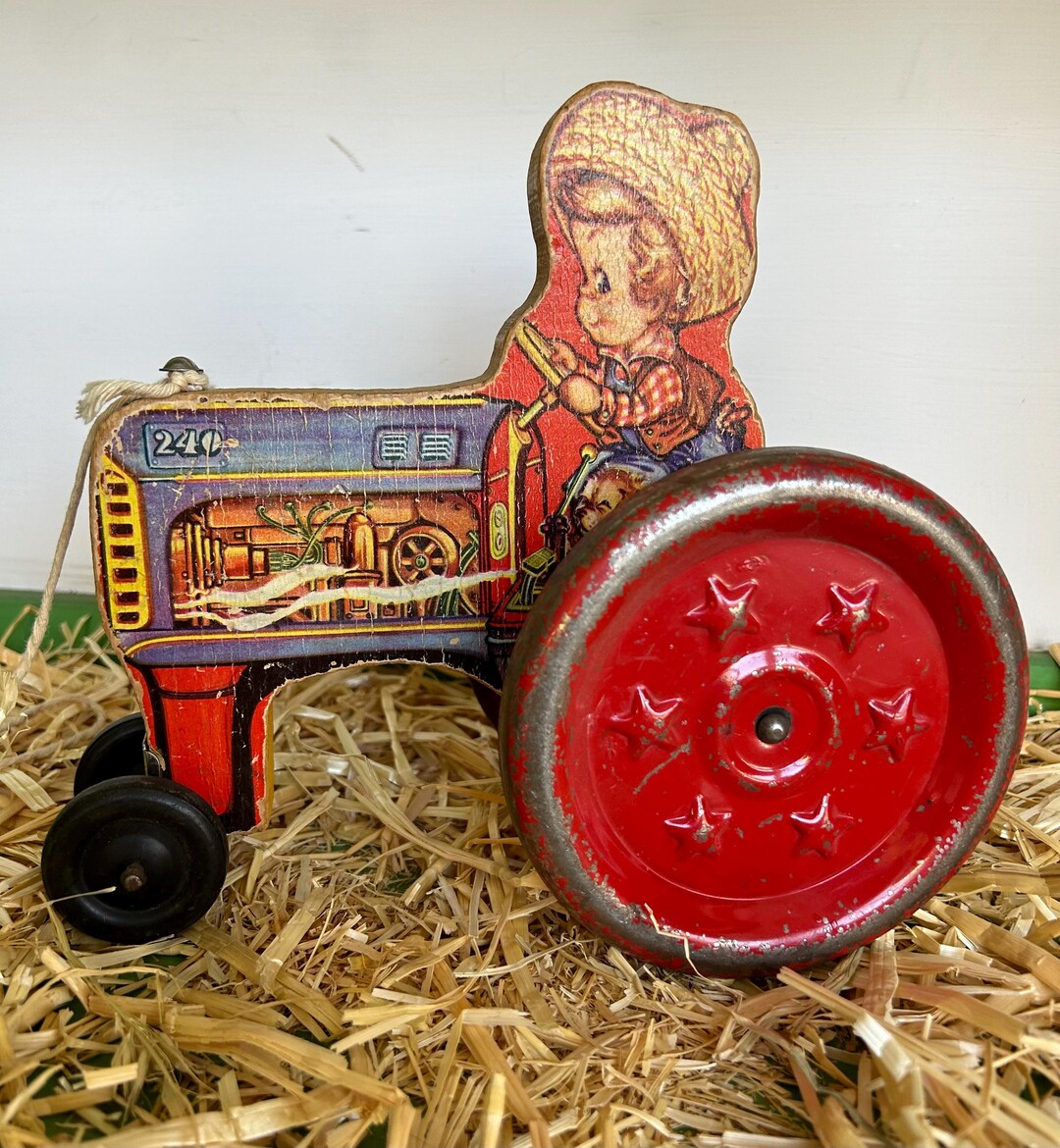 Vintage Tractor Pull Toy - Etsy