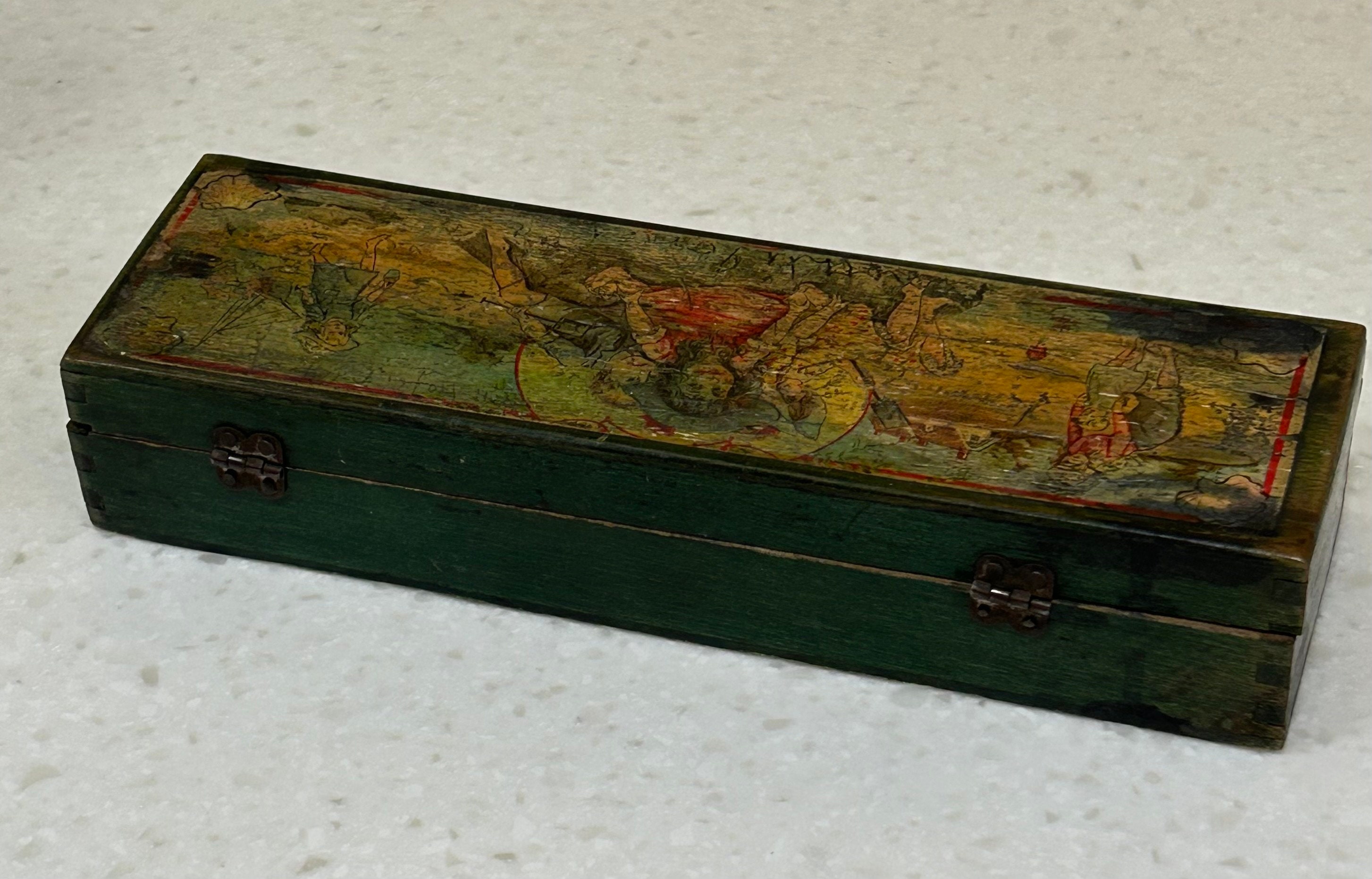 Antique Wooden Pencil Box - Etsy