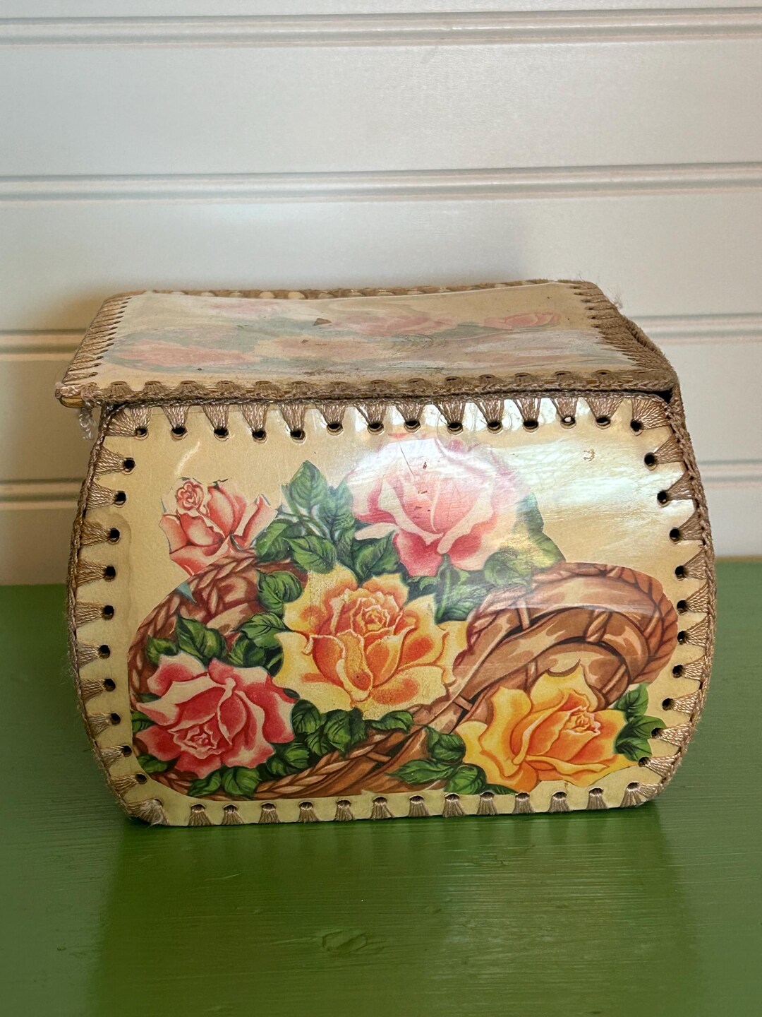 Vintage Crocheted Card Box With Roses - Etsy