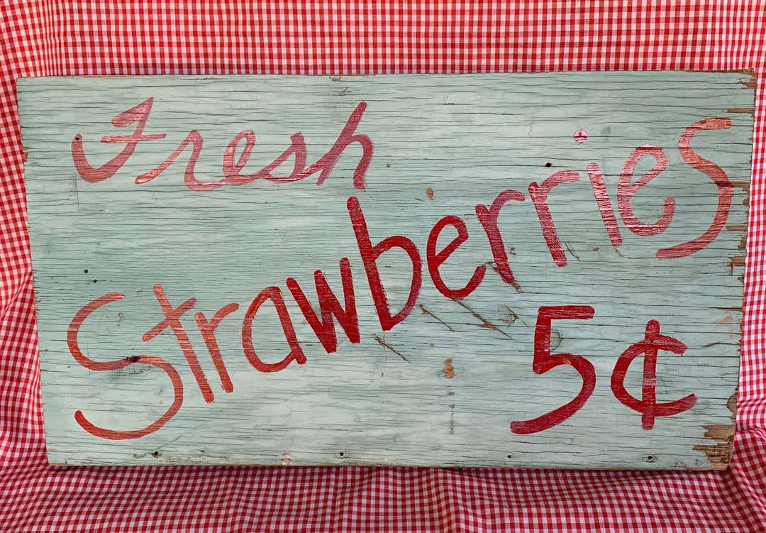 Vintage Wood Strawberry Sign - Etsy