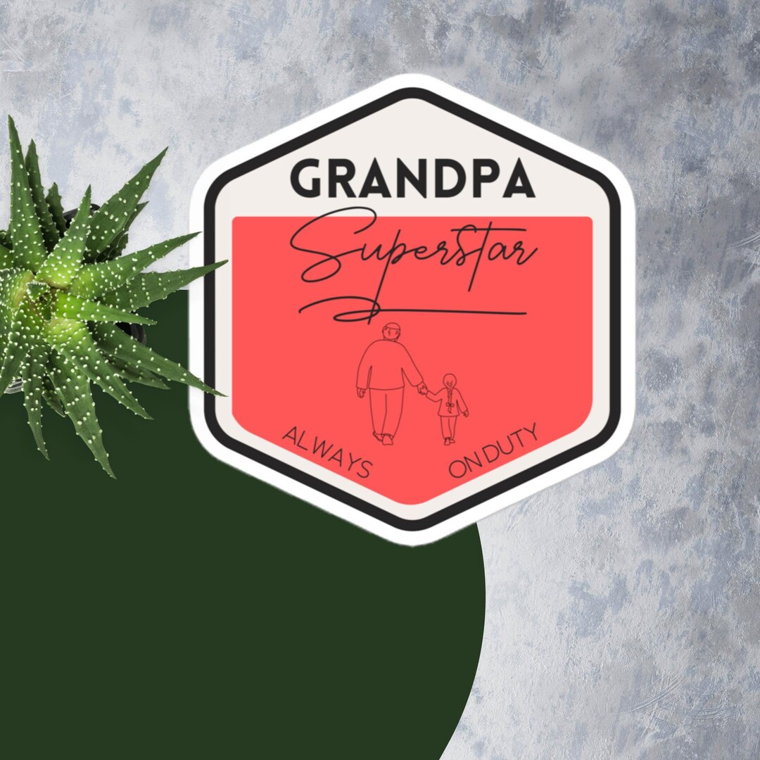Grandfather Sticker Gift for Grandparent Superhero Badge for Grandpa ...