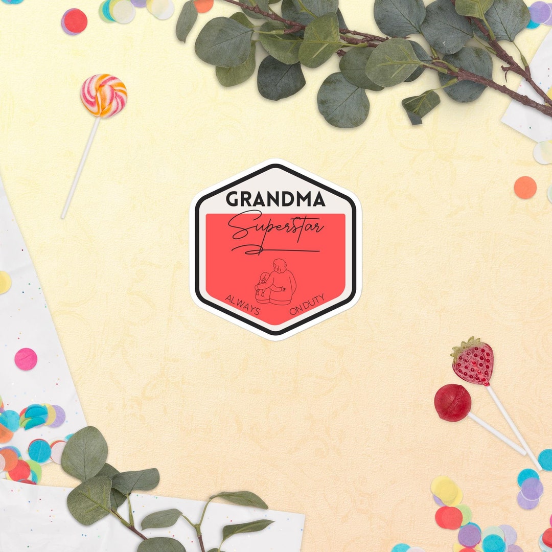 Grandmother Sticker Gift for Grandparent Superhero Badge for Grandma ...