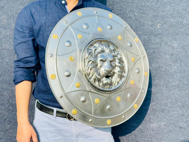 Medieval Lion Shield - Conic Medieval Armor for Display & Battle ...