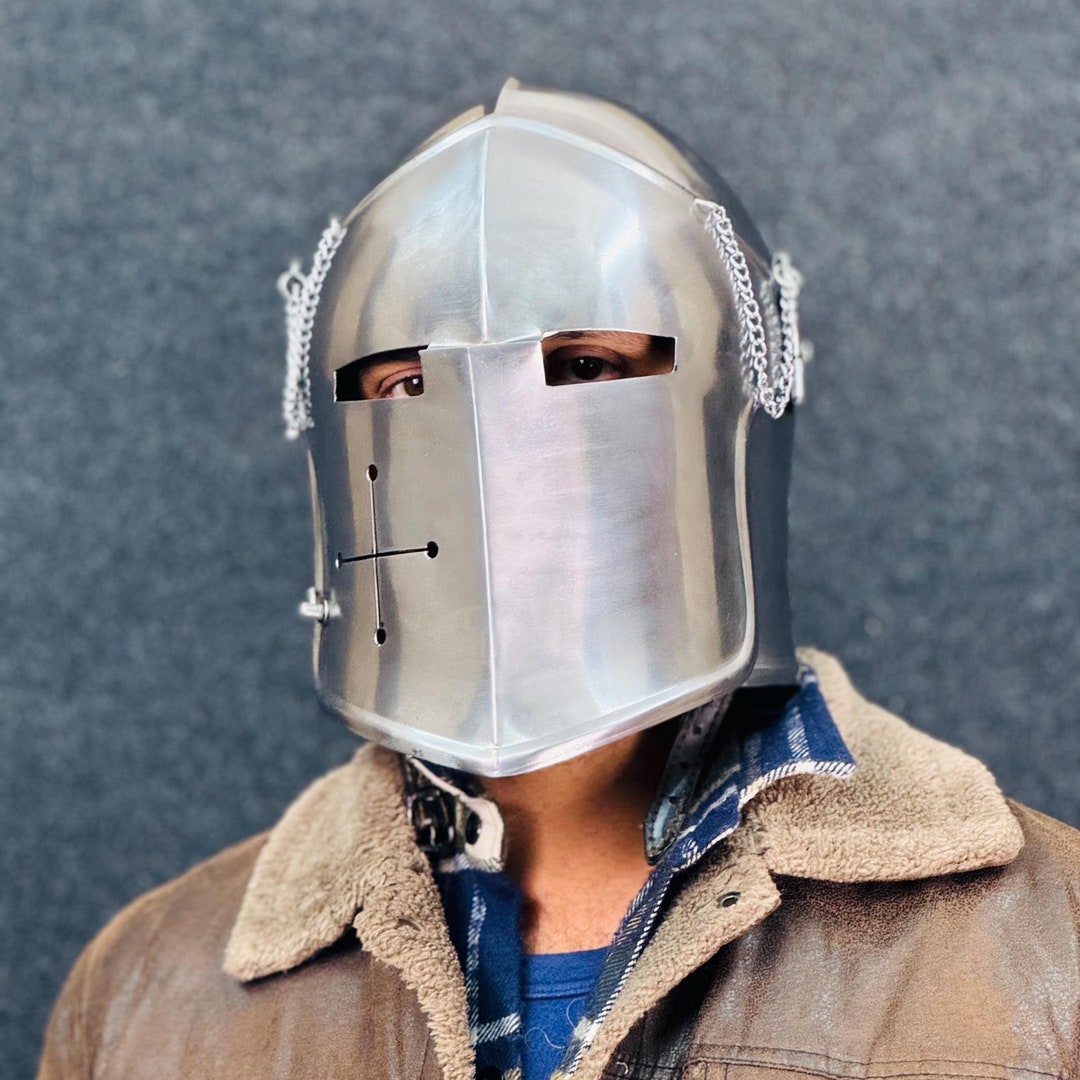 Barbuta Knight Helmet - 18g Mild Steel Medieval Warrior Armor - LARP ...