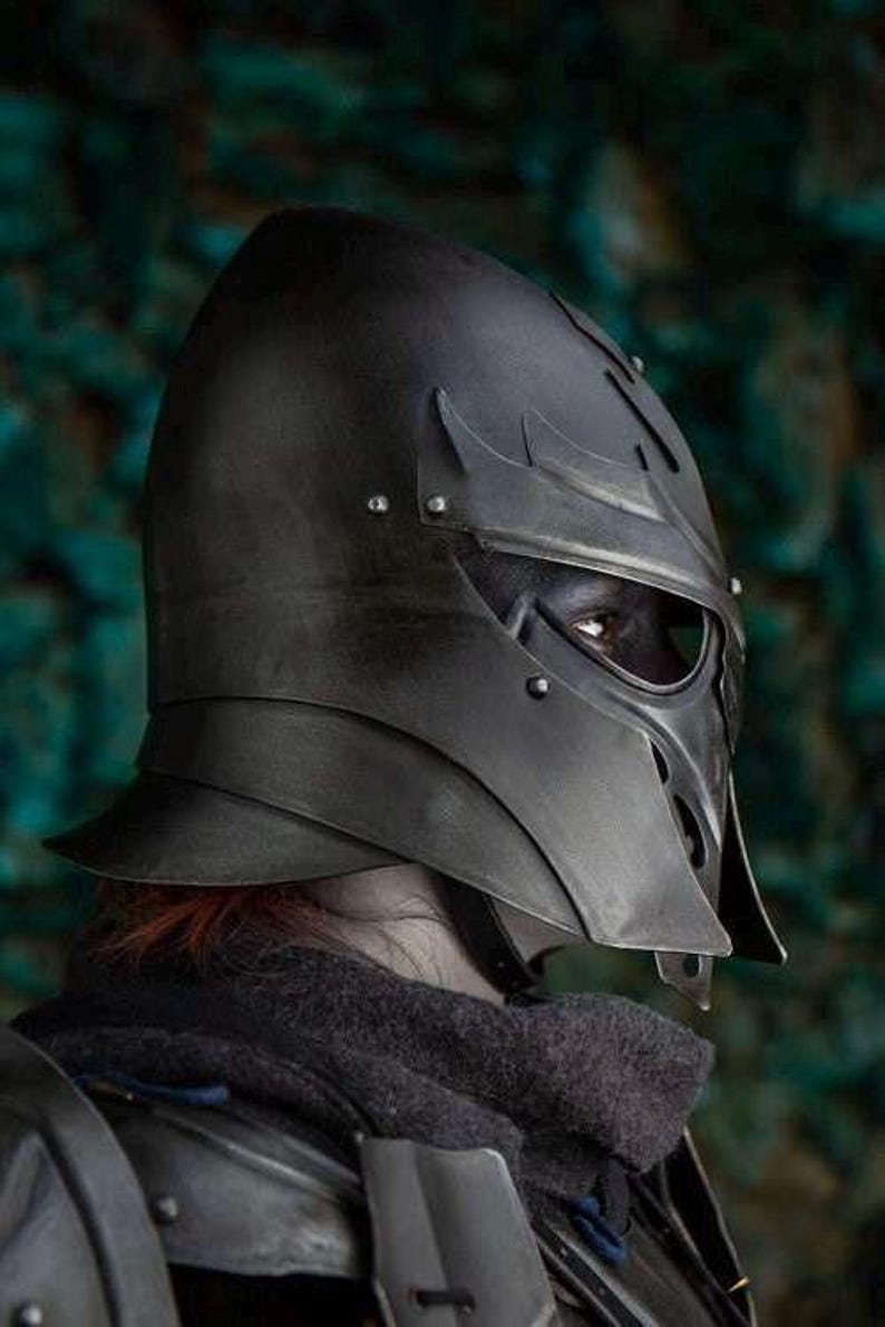 Dark Fantasy Helmet L Medieval Knight Warrior Helmet L Full Face Steel ...
