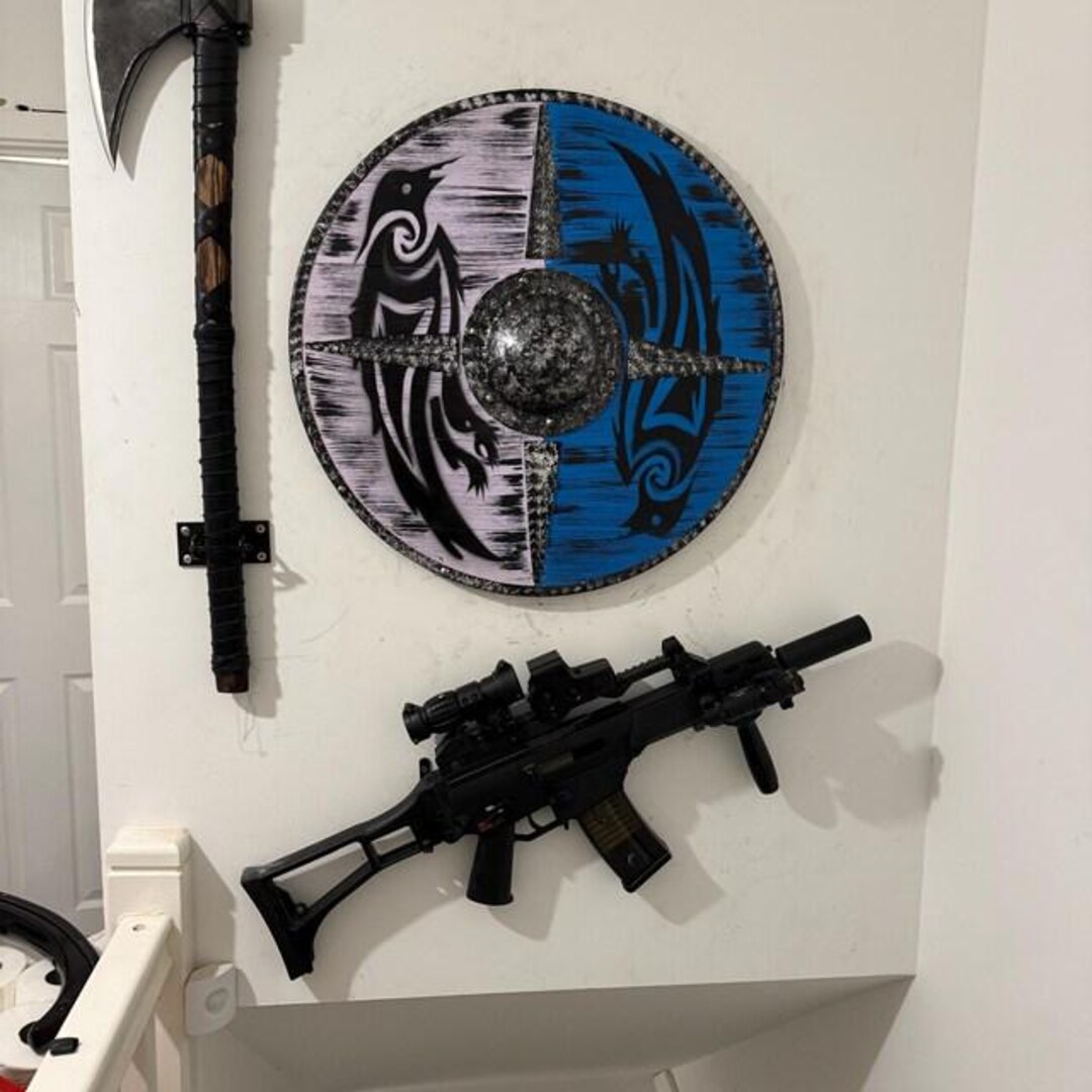 Eivor Valhalla Raven Shield - Fenrir Red Wolf Battleworn Viking Shields ...