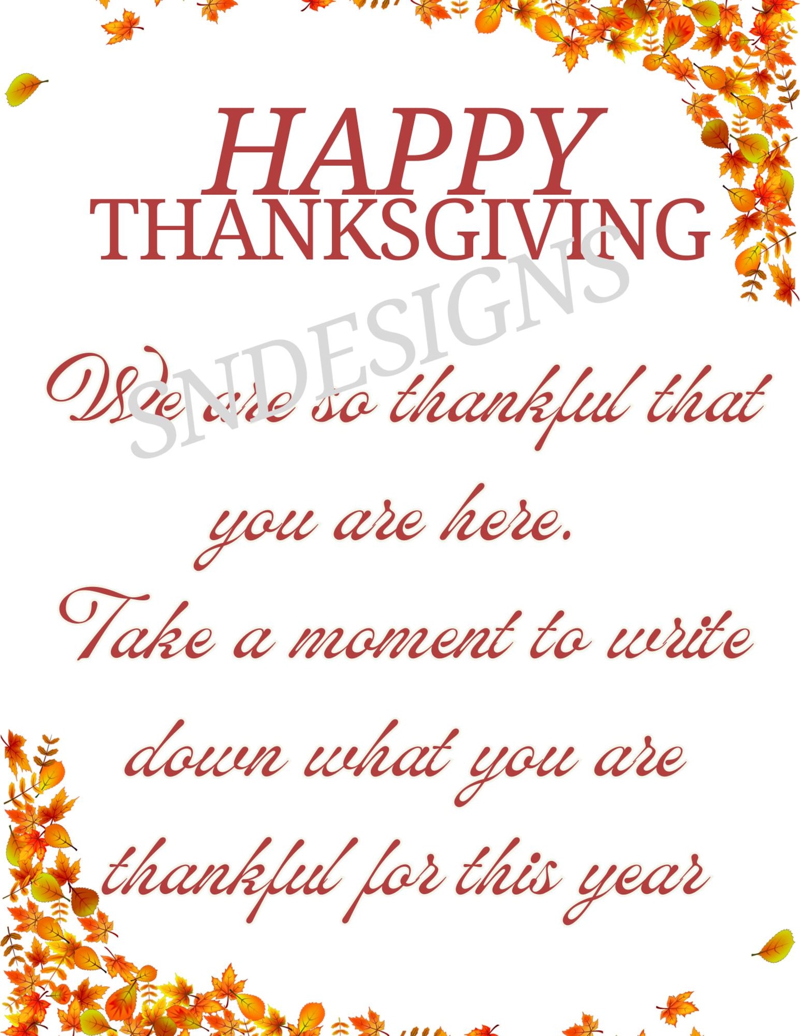 Downloadable Thanksgiving What You Are Thankful for Sign - Etsy