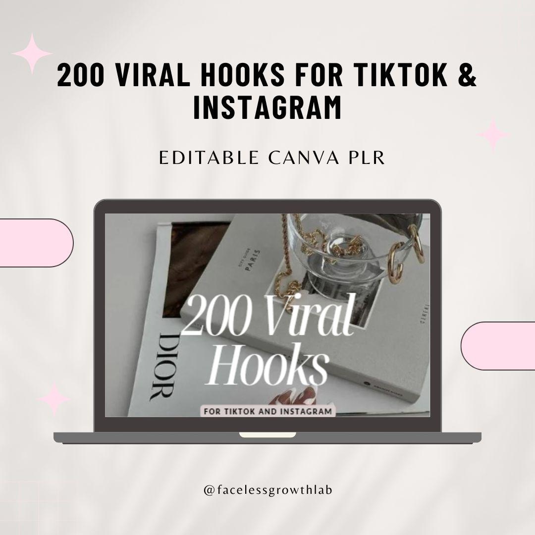 200 Viral Hook Templates – Editable Canva PLR | Reels, Tiktoks, UGC ...
