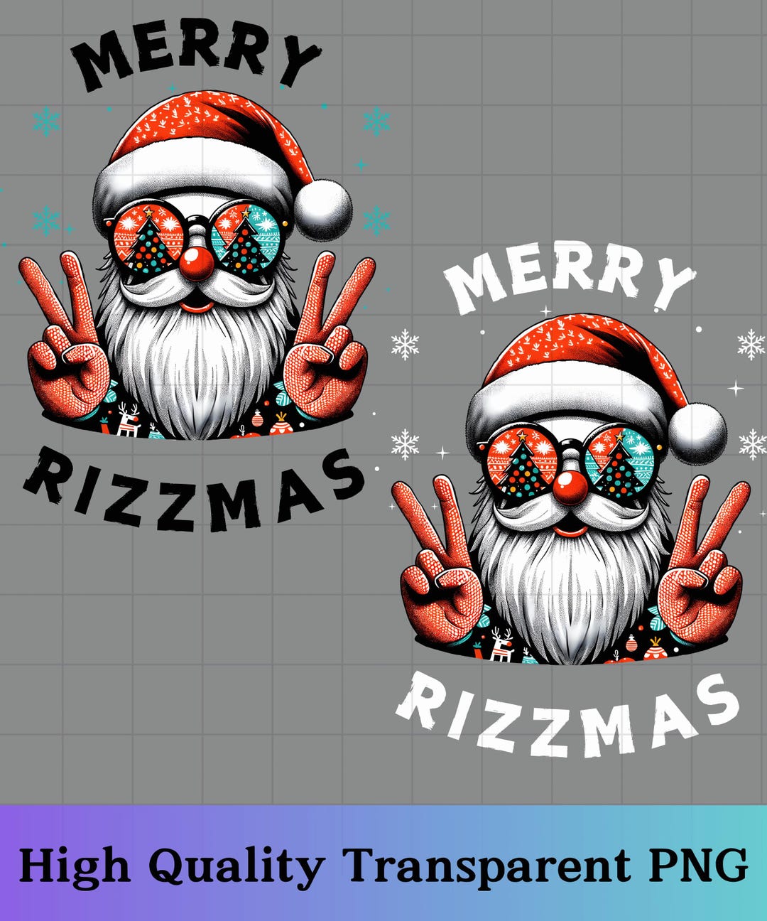 Merry Rizzmas Png, Rizz the Season Png, Retro Santa Png, Funny Santa ...