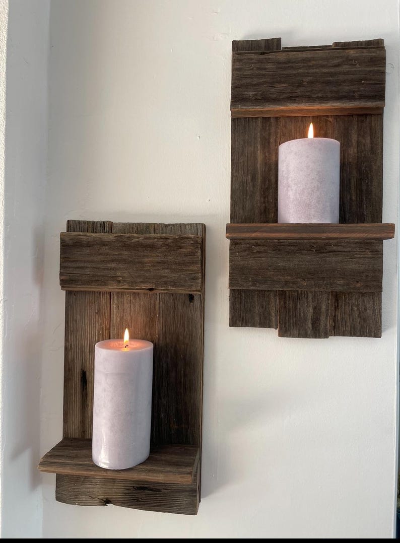 Barnwood Candle Holder - Wall Mounted - Repurposed Barnwood Material - Etsy