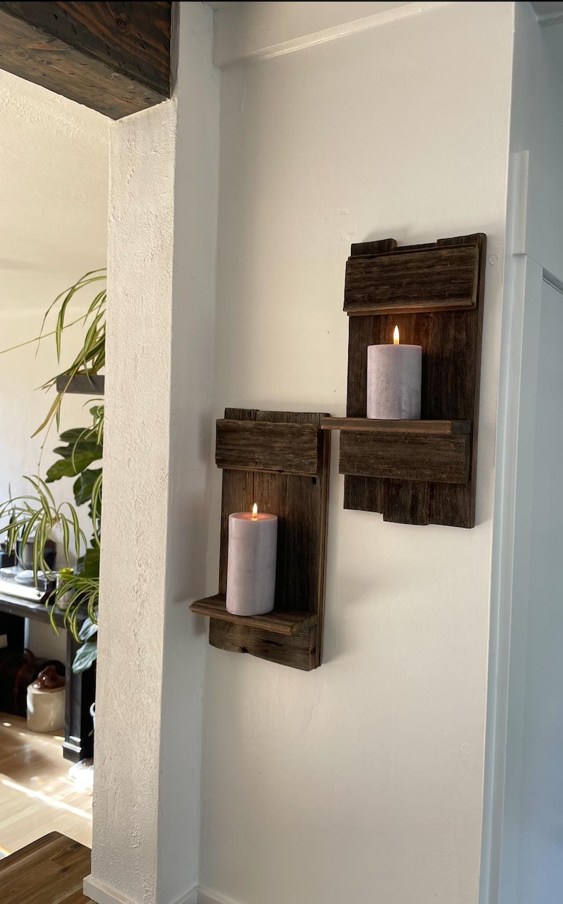 Barnwood Candle Holder Wall Mounted Repurposed Barnwood Material - Etsy