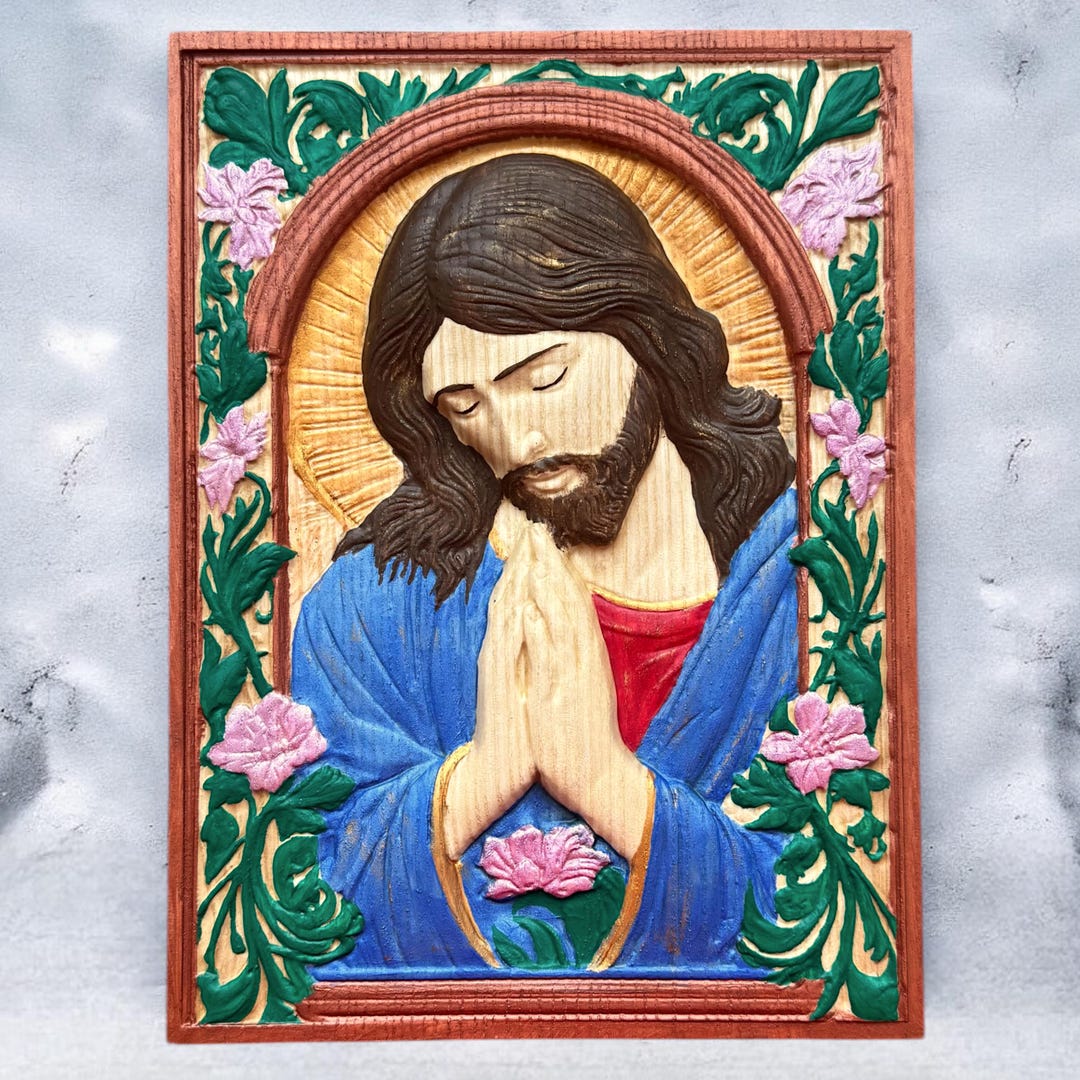 Jesus Christ Praying Wooden Wall Decor - Etsy