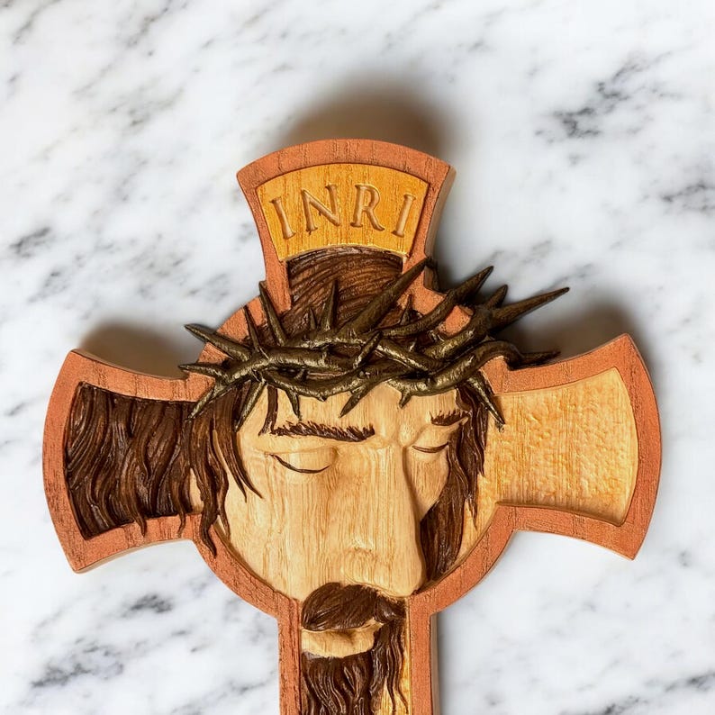 Face of Jesus Christ on the Cross, Wooden Cross, Manual Artistic ...