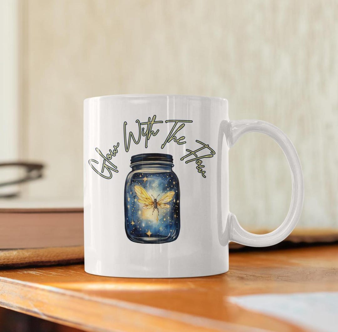 Whimsical Firefly Ceramic Mug Glow With the Flow Watercolor Positivity ...