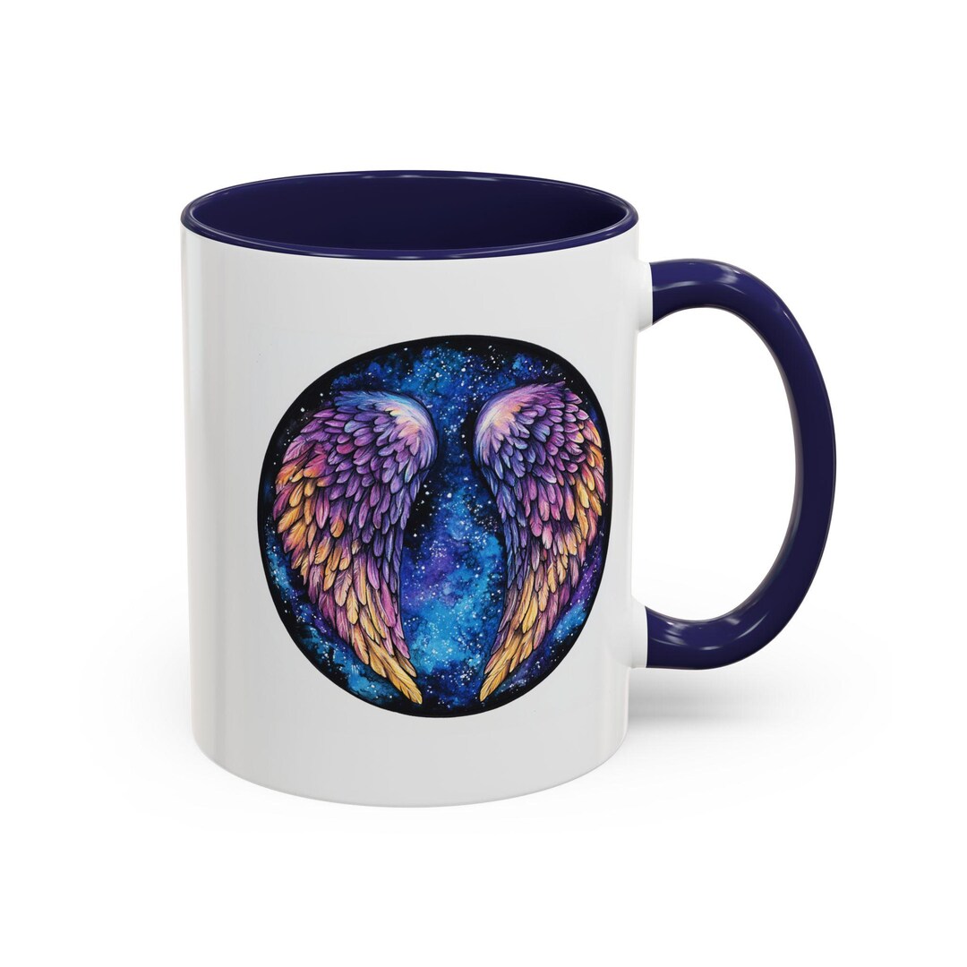 Celestial Wings Coffee Mug | Spiritual Gift, Angel Wing Mug, Colorful ...