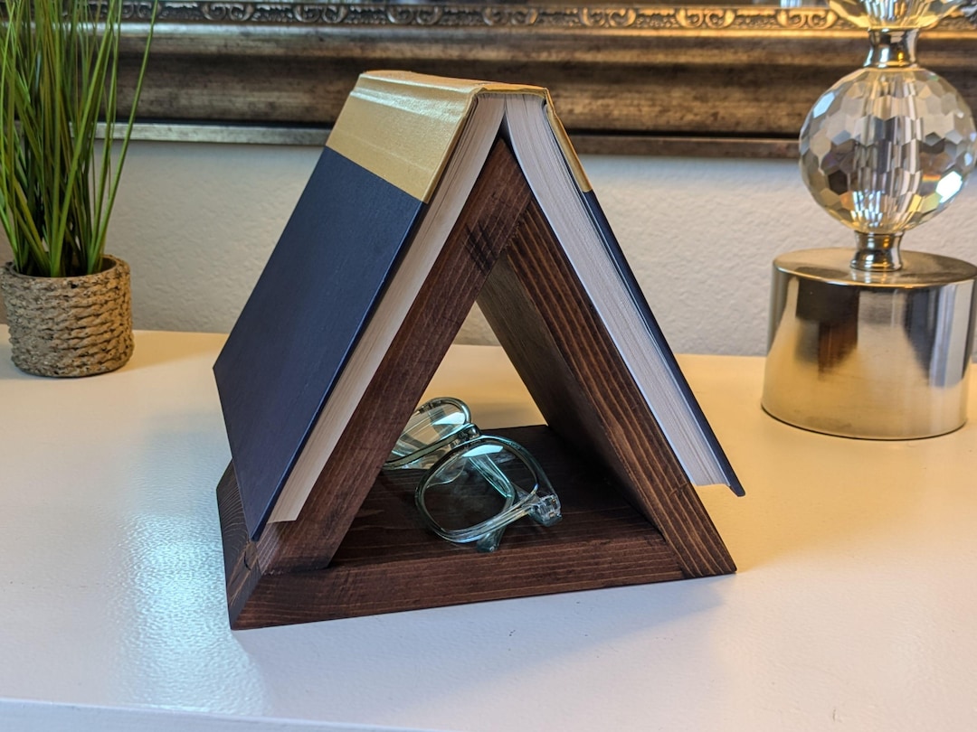 Handmade Wooden Book Stand Holder - Wooden Book Page Holder & Marker ...