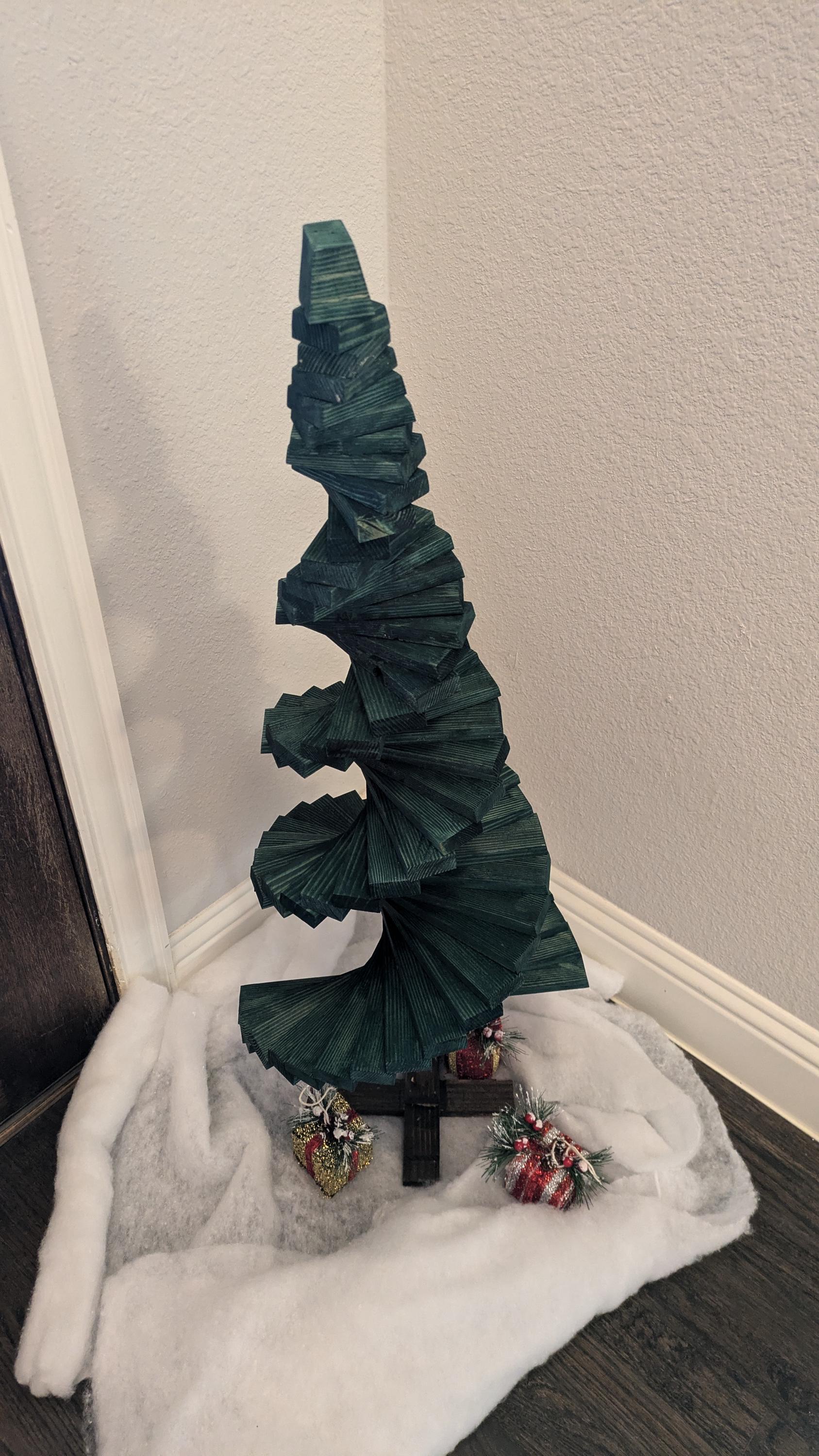 Handmade Spiral Wooden Christmas Tree Decoration - Unique Standing ...