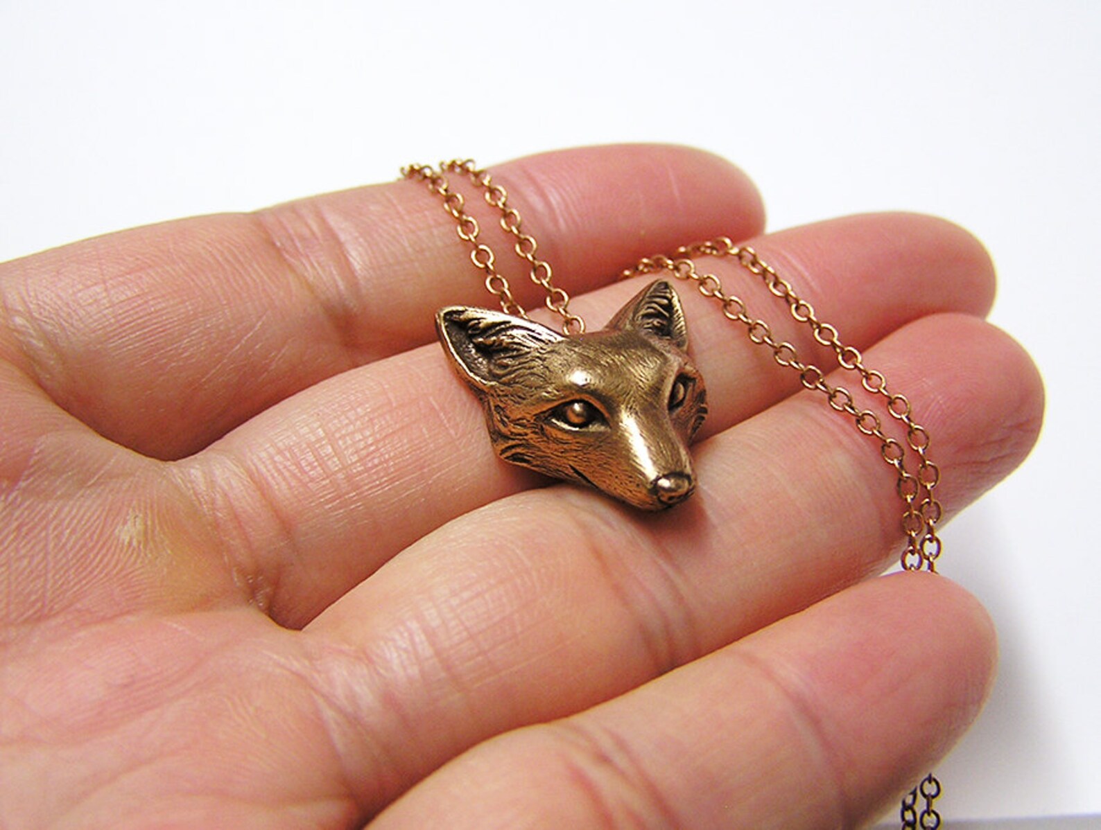 Fox Necklace Pendant Fox Charm Woodland Fox on 20 Inch - Etsy