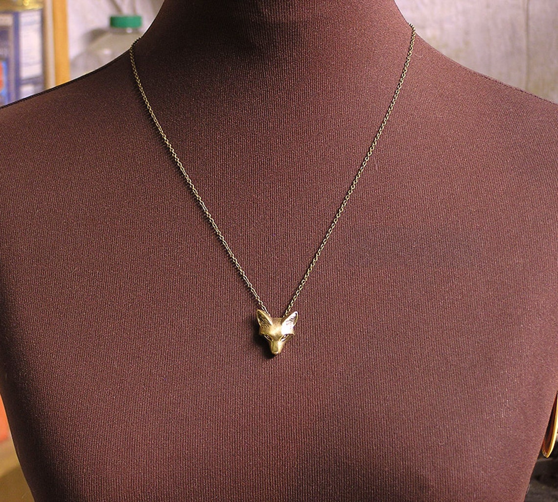 Fox Necklace Pendant Fox Charm Woodland Fox on 20 inch | Etsy