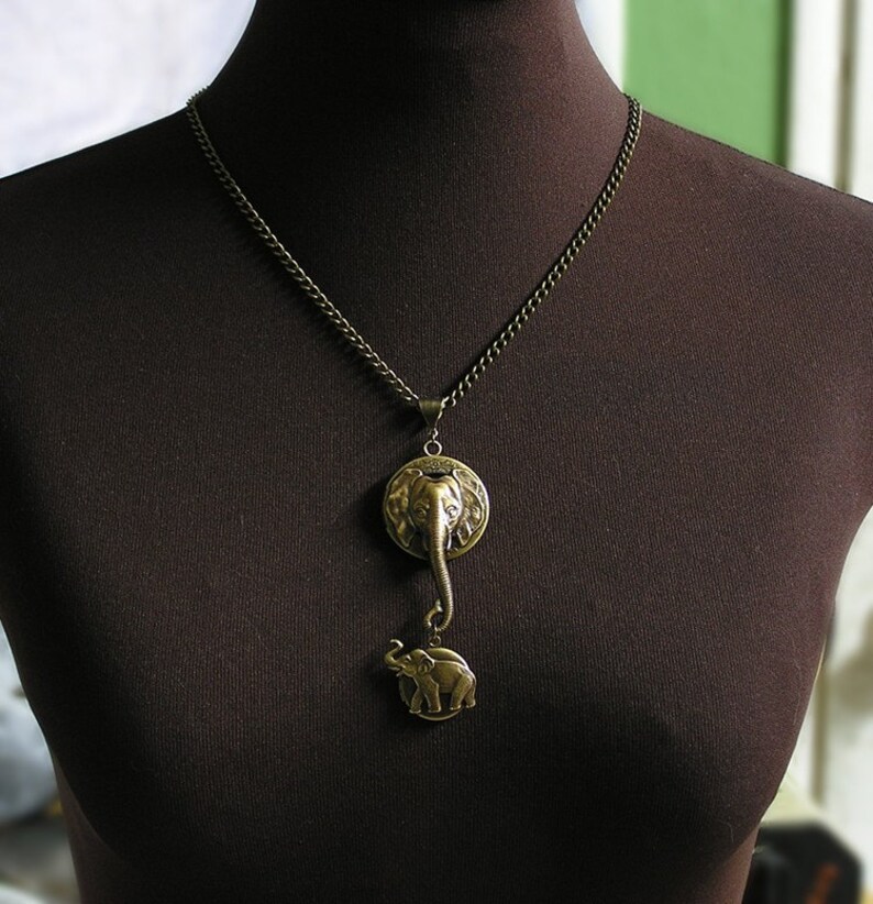 Double ELEPHANT LOCKET Necklace Pendant | Etsy