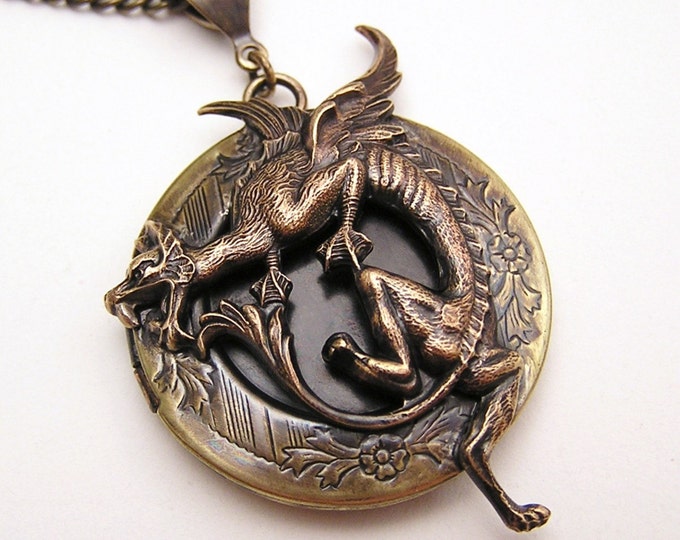 Steampunk DRAGON LOCKET, Necklace Pendant, VINTAGE - Etsy