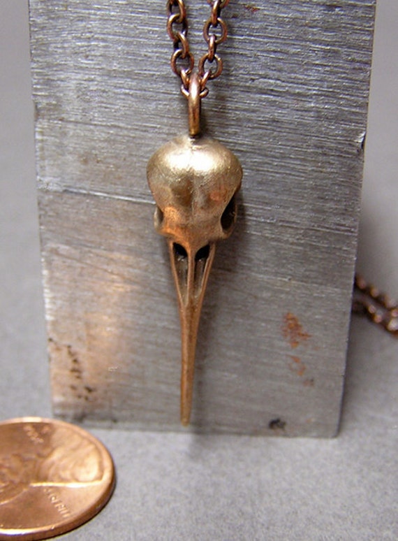 Crâne de colibri Pendentif collier bronze avec chaîne de 20 - Etsy France