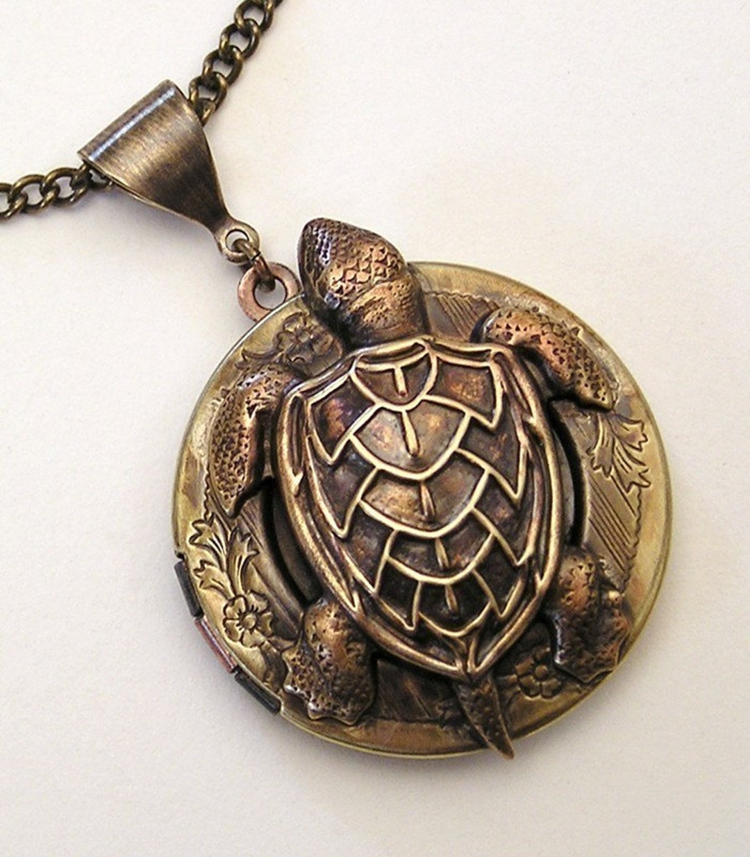 Water Turtle Locket Necklace - Etsy