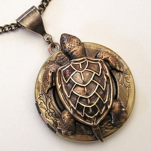 Water Turtle Locket Necklace - Etsy
