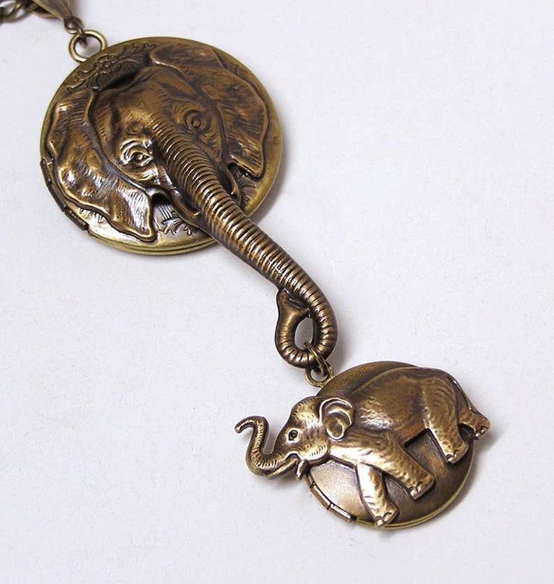 Double ELEPHANT LOCKET Necklace Pendant | Etsy