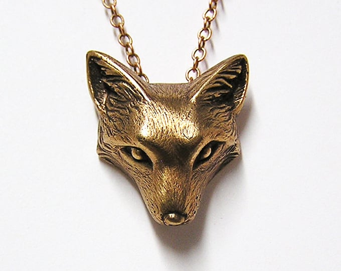 Fox Necklace Pendant Fox Charm Woodland Fox on 20" Inch Metal Chain ...