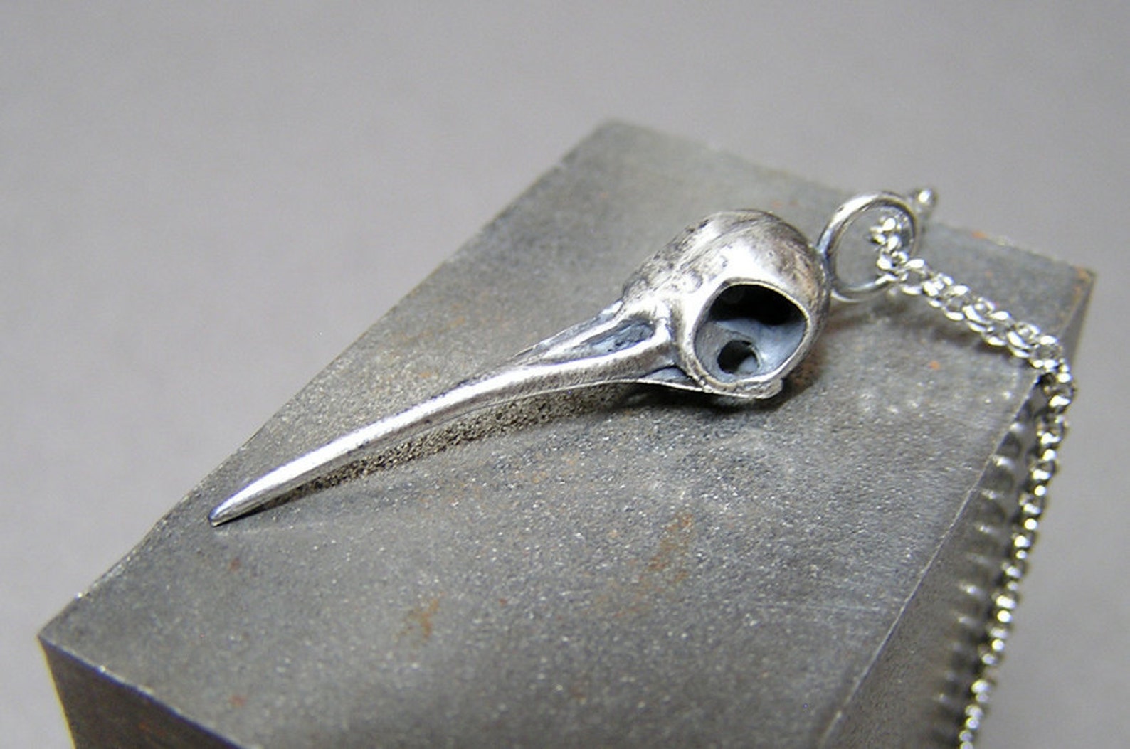 Hummingbird Skull, Sterling Silver .925 on a 20" Inch Metal Chain - Etsy