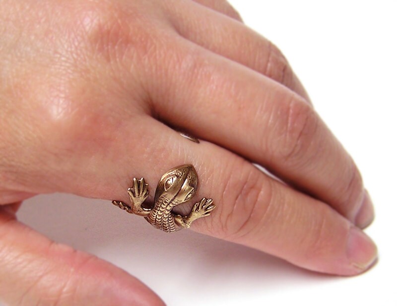 Lizard Ring Lizard Body Wrap Around Finger brass - Etsy