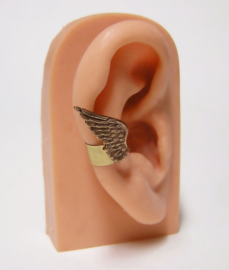 Tiny Angel Feather Wings Ear Cuff right Ear - Etsy