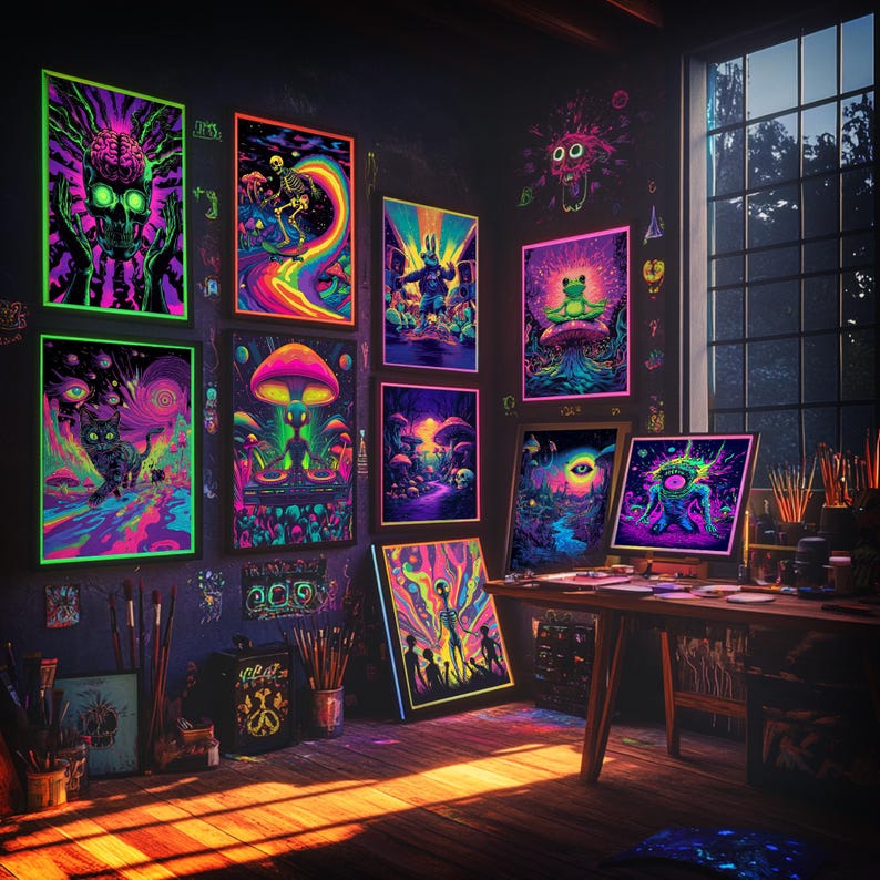 10 Bundle Retro Psychedelic, Gallery Wall Art, Printable Wall Art ...