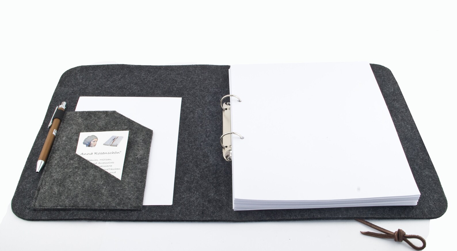 Ringordner A4 Ringbuch PERSONALISIERT Grau Filz Leder Geschenk ...