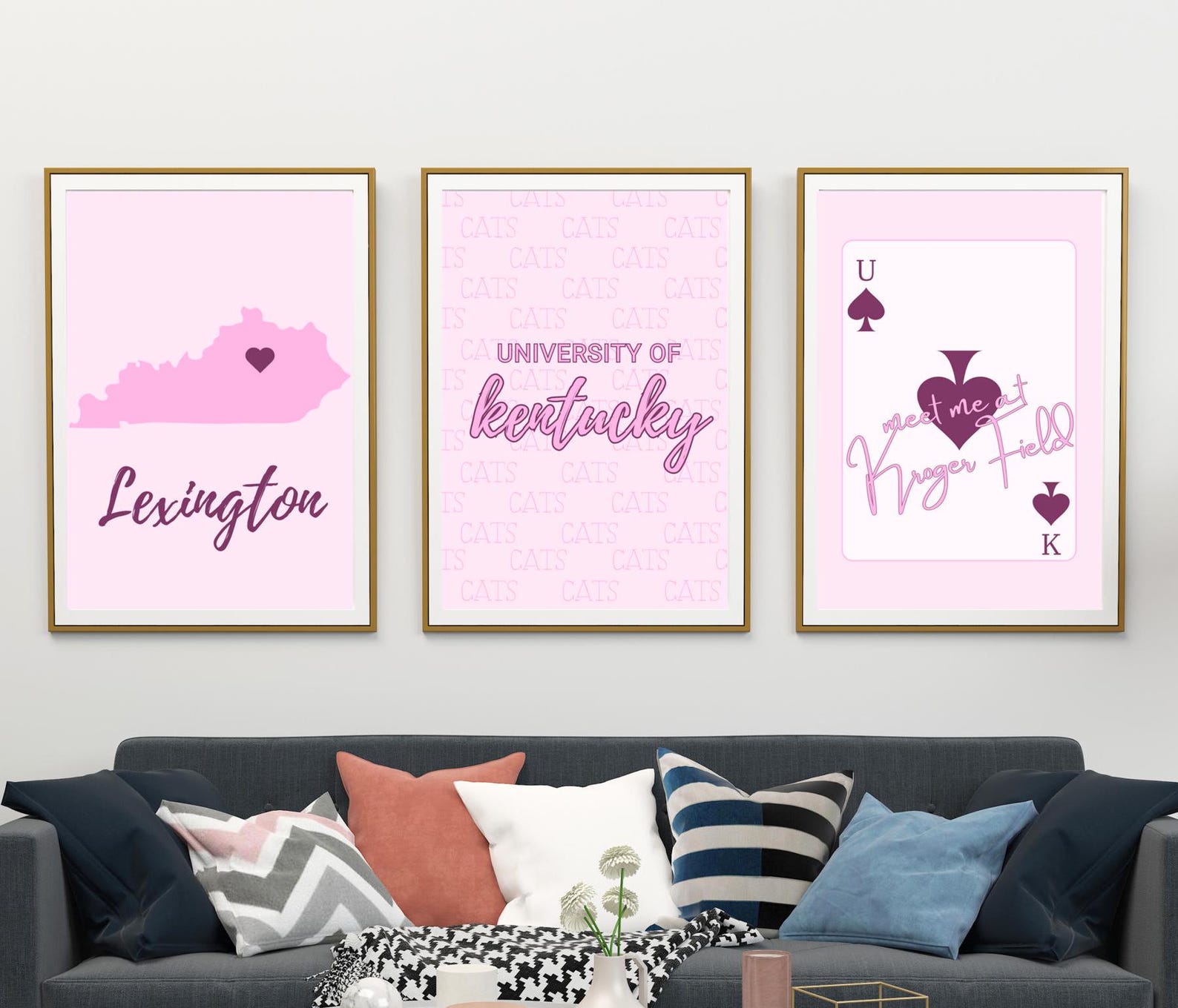 University of Kentucky Digital Wall Art, Set of 3, Trendy College Wall ...