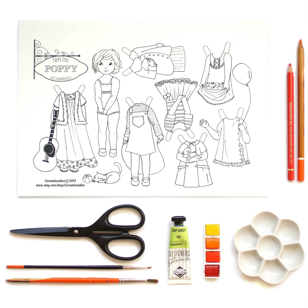 Paper Doll ~ Poppy - a Jpeg File to Download, Print, Color, Cut and ...