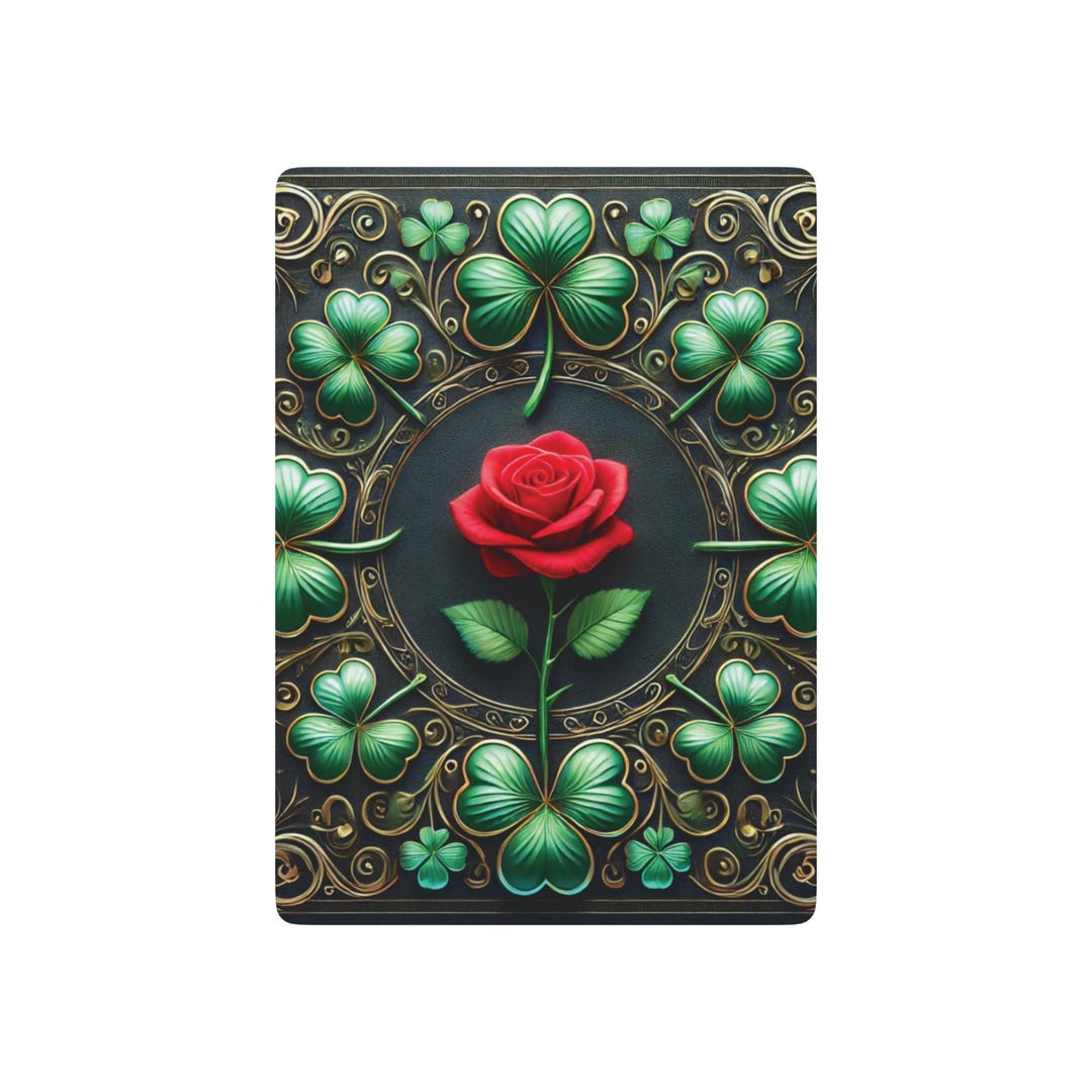 Rose and Clover Playing Cards, Elegant Floral and Shamrock Playing ...