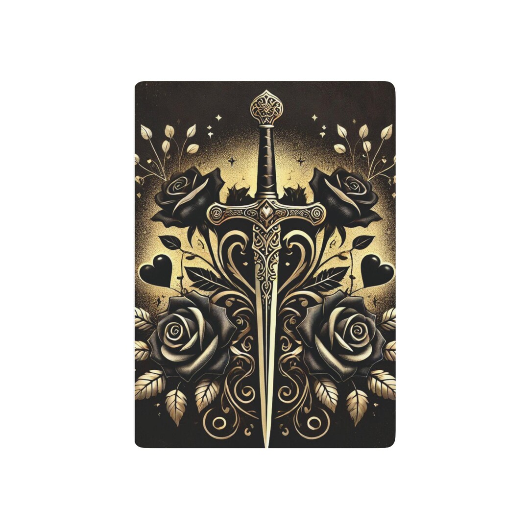 Golden Sword and Black Rose Playing Cards Intricate Gothic Design for ...