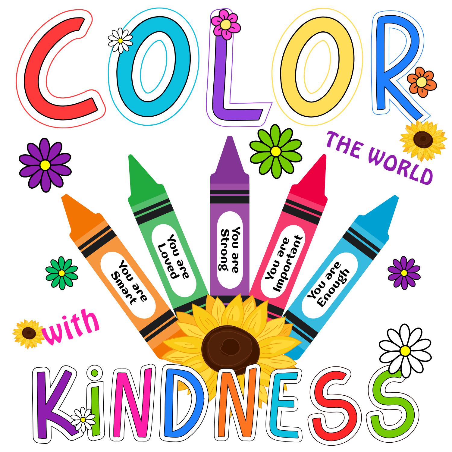 Color the World With Kindness PNG | Crayon Sublimation Design ...