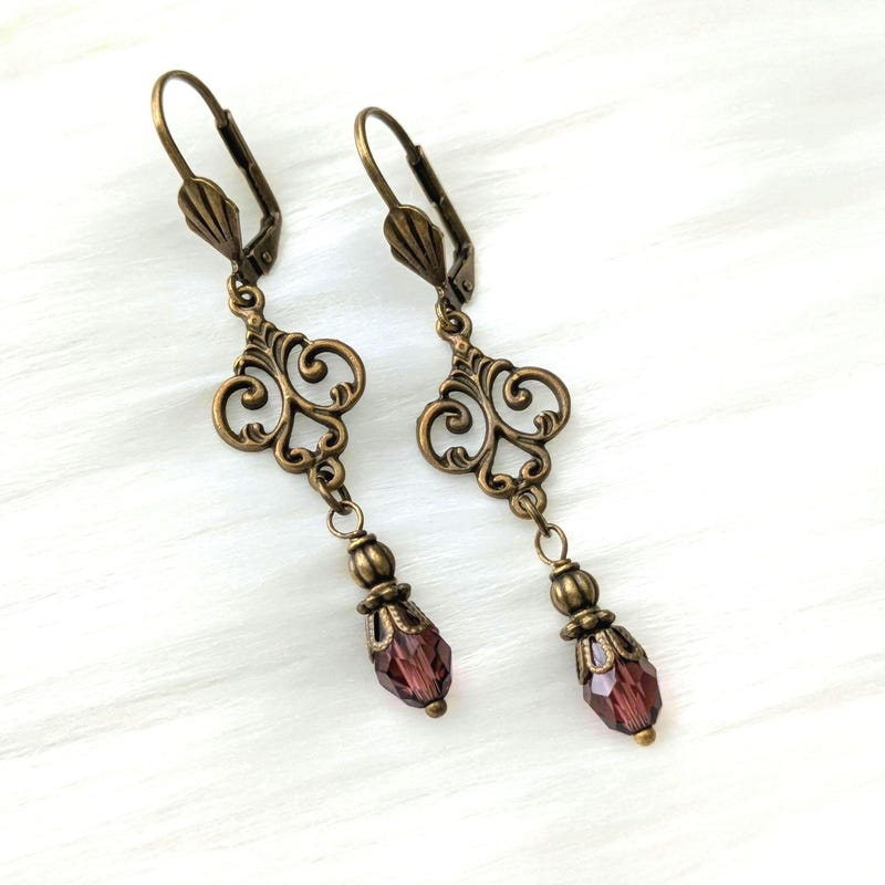 Plum Filigree Earrings - Etsy